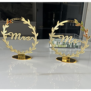 Gold Mirror MR and MRS Wedding Deco,Gold Standing Mr & Mrs Sign Rustic Mr and Mrs Sign for Sweetheart Table Decor