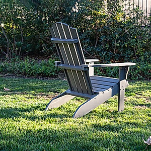 PolyTEAK Adirondack Chair, All Weather Outdoor Patio Furniture for Porches, Decks, and Pool Side, Element Collection, Grey
