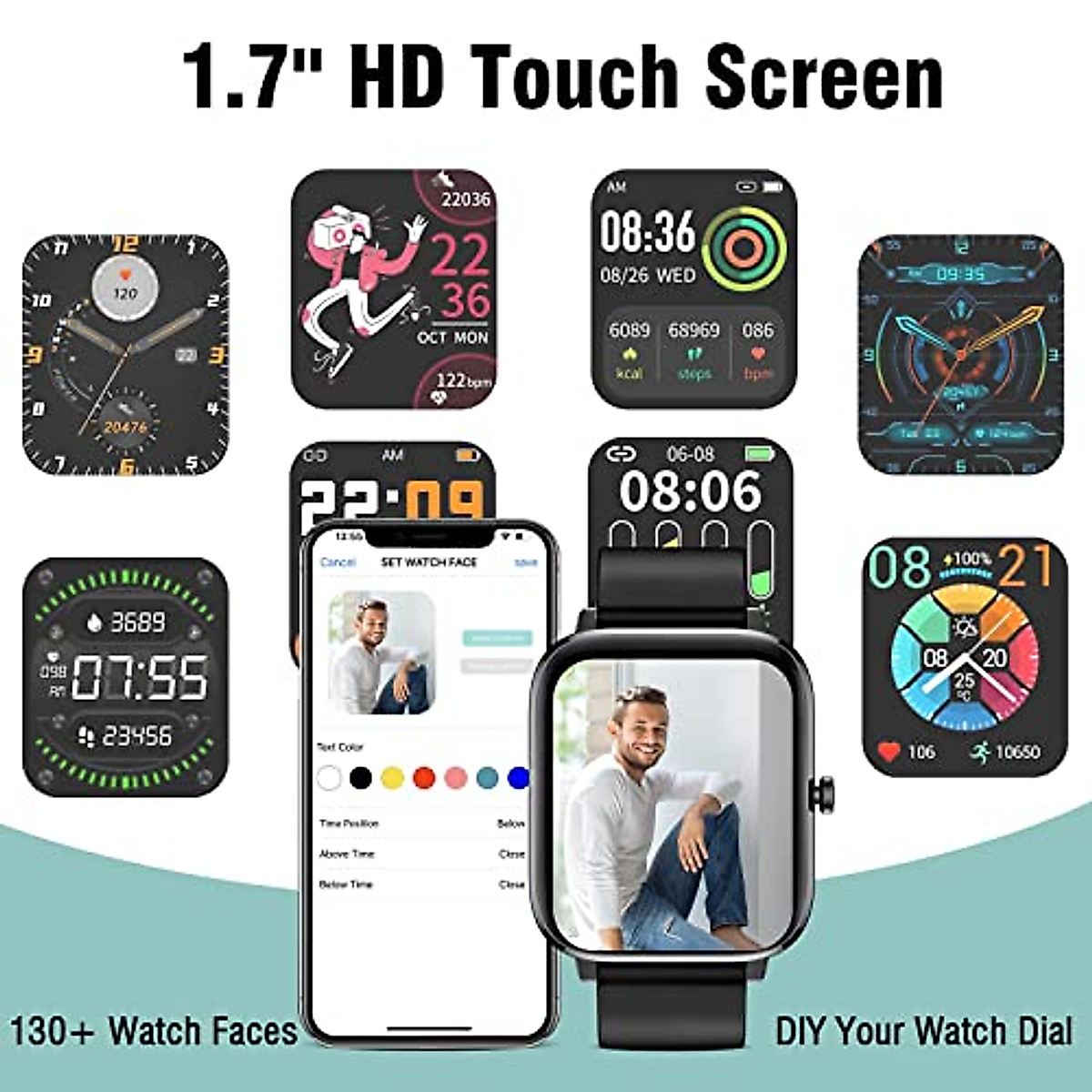 Smart Watch Full Touch Smart Watches for Android iOS Phones Compatible (Answer/Make Call) Smart Fitness Tracker Watch for Women Man Waterproof Smartwatch with Sleep/Heart Rate/sports/Step (Black)