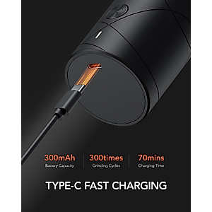 FORLIM Electric Salt and Pepper Grinder Set, USB Rechargeable, Automatic Salt Pepper Mill Grinder with Dust Cover, One-Button Control, Adjustable Coarseness, Warm LED Light (2 Packs, Black&White)