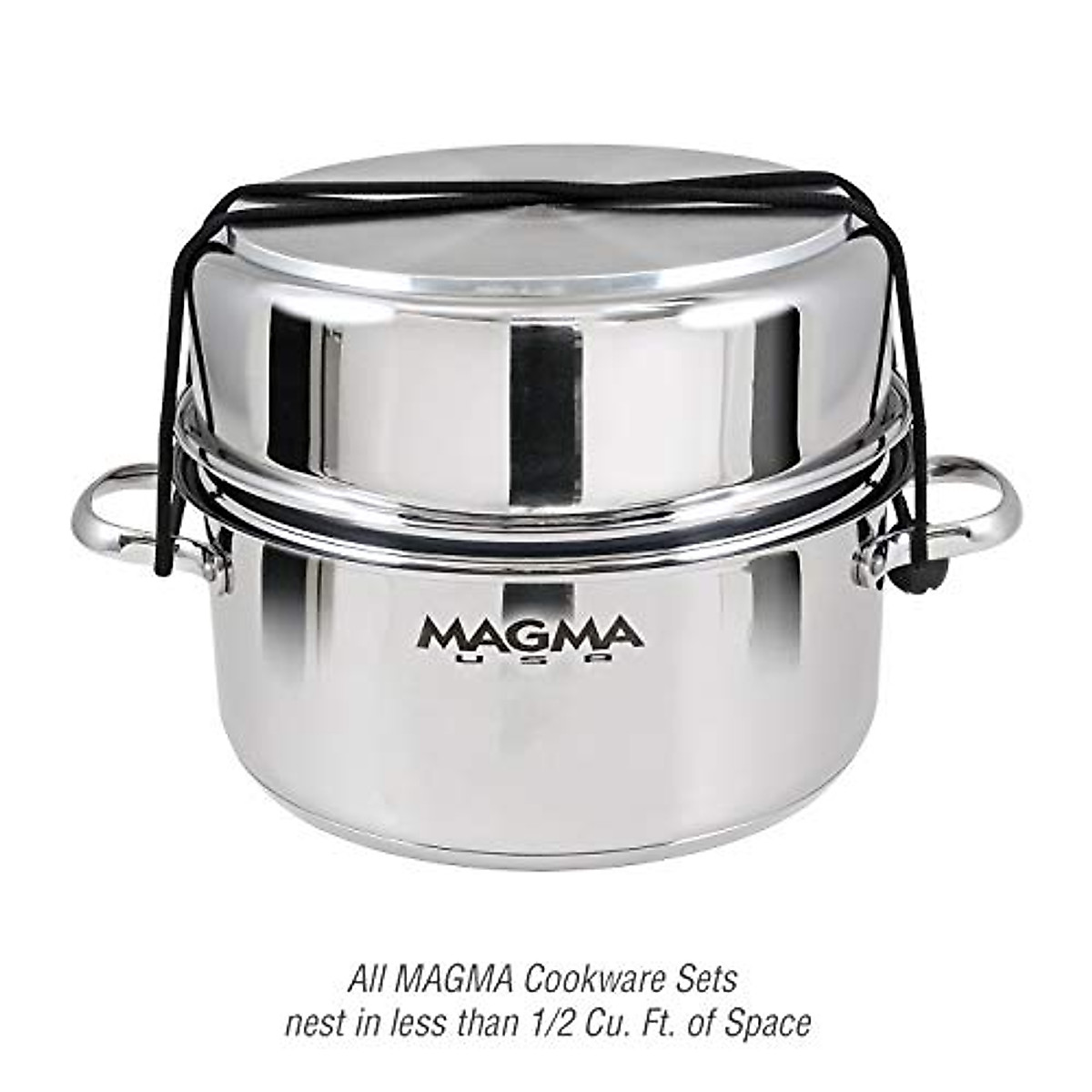 Magma Products, A10-369-2-IND Gourmet Nesting Stainless Steel Induction Saute/Omelette Pan with Ceramica Non-Stick