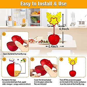 FGALL Fruit Fly Traps for Indoors,Fruit Flies Gnat Killer Yellow Sticky Traps,Effective Catcher Trap with Bait,Non-Toxic and Odorless Home,Kitchen,Plant,Indoor & Outdoor(2 Pack)