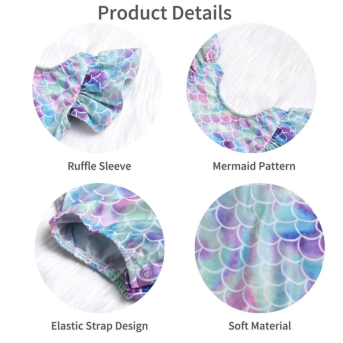 Toddler Girl Baby Ruffles Mermaid Fish Scale Swimsuit One Piece Swimwear Bathing Sunsuit (One Piece, 18-24months)