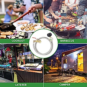 Rdutuok 36" Stainless Braided Gas Line Propane Extension Refill Hose with Gauge and Control Valve, Propane Tank Refill Adapter Extension Hosefor 1LB Propane Gas Tank 350PSI High Pressure Camping