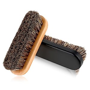Amabro Shoes Cleaning Brushes, 2 PCS Leather Shoe Boot Brush Horse Hair Polish Brush Hair Leather Boot Care Kit for Leather Bags Leather Clothes Sofas Suede Sneakers Shoes