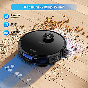 Tikom Robot Vacuum and Mop Combo with LiDAR Navigation, L9000 Robotic Vacuum Cleaner with 4000Pa Suction,150Min Max, 14 No-Go Zones, Smart Mapping, Good for Pet Hair, Carpet, Hard Floor(Dark Black)