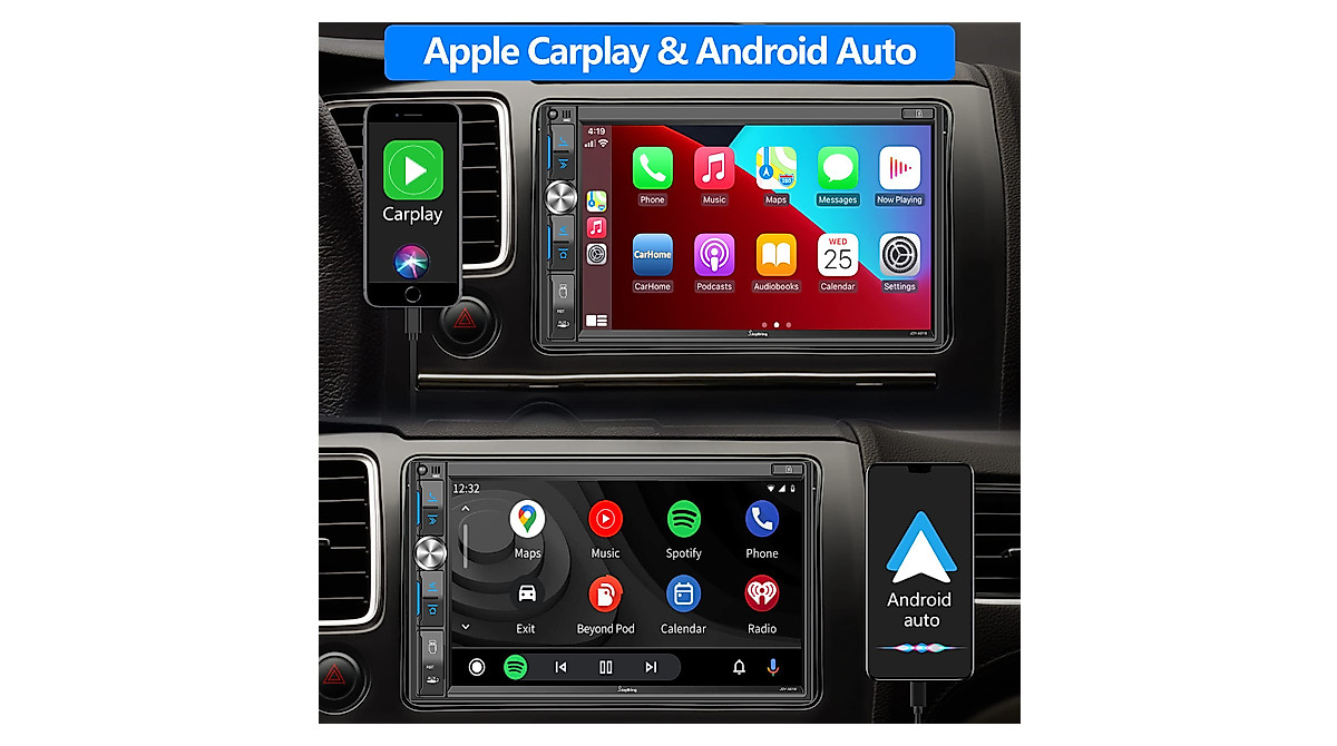 Double Din Car Stereo with Apple CarPlay & Android Auto - 7-inch ...