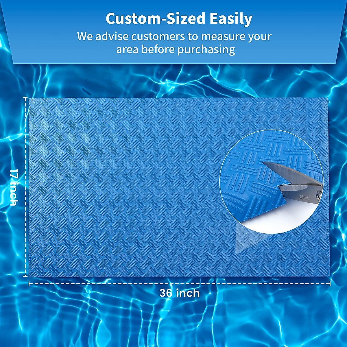 Pool Ladder Mat, Pool Liner Protective Ladder Pad, Pool Ladder Mat for Above Ground Pools, Non-Slip Pool Mats for Pool Bottom/Deck/Stairs/Step/Floor, Swimming Pool Accessories, 36 X 17 inch