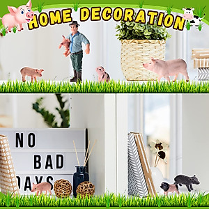 17 Pcs Realistic Farm Pig Animals Model Figure Toy Set Barn Farm Pig Figurines Collection Playset Mini Farm Figurines Plastic Pig Toy with Farm Keepers and Fence for Preschool Educational Props