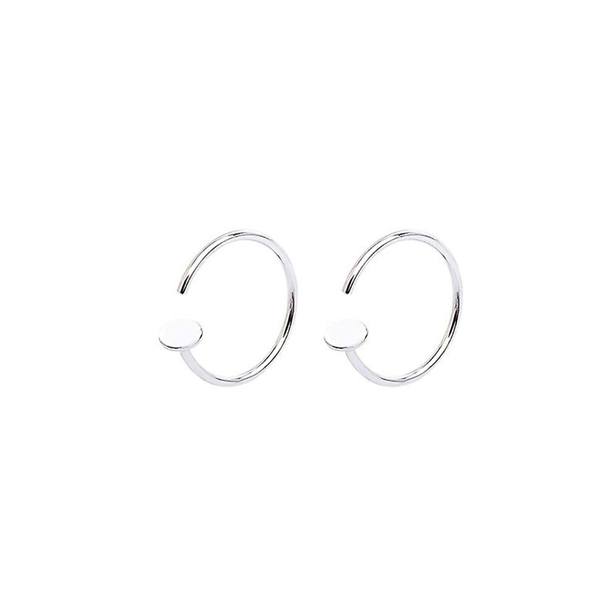 Minimalist Dot Half Hoop Earrings Sterling Silver 925 for Women Fashion Small Huggie Hoops Ear Cuffs Cartilage Tragus Earring Ears Piercing Jewelry Hypoallergenic (Silver)