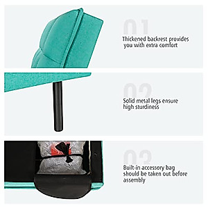 Giantex Sofa Bed, Convertible Sleeper Couch, Linen Fabric Futon, Recliner with 3 Level Adjustable Backrest, Metal Legs, 71”x35.5”x31”, Living Room Bedroom Reception Room (Turquoise)