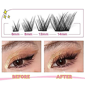 Cluster Lashes Fox Eye Lash Individual DIY Lash Extension 64 Clusters Natural Manga Eye Lash Clusters Wispy Mixed Lengths Eyelash Pack by Mavphnee