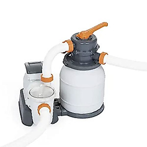 Bestway 18' x 9' x 4' Power Steel Frame Above Ground Rectangular Swimming Pool Set w/ 1000 GPH Sand Filter Pump, Pool Cover, Ladder, Skimmer, & Vacuum