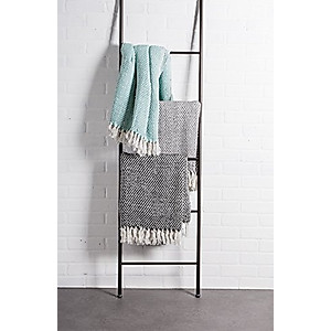 DII 100% Cotton Basket Weave Throw for Indoor/Outdoor Use Camping Bbq's Beaches Everyday Blanket, 50 x 60, Black