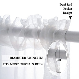 MIULEE 2 Panels Outdoor Sheer Curtain for Pergola, White Waterproof Privacy Semi-Sheer Voile Panel for for Gazebo, Porch, Pergola, Cabana (54 Inch Wide by 96 Inch Long)