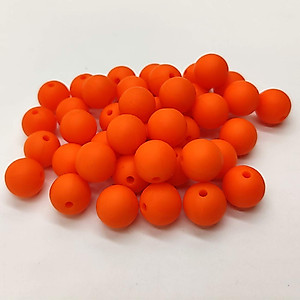 50pcs Orange Peel Color Silicone Round Beads Sensory 15mm Silicone Pearl Bead Bulk Mom Necklace DIY Jewelry Making DecorationQ