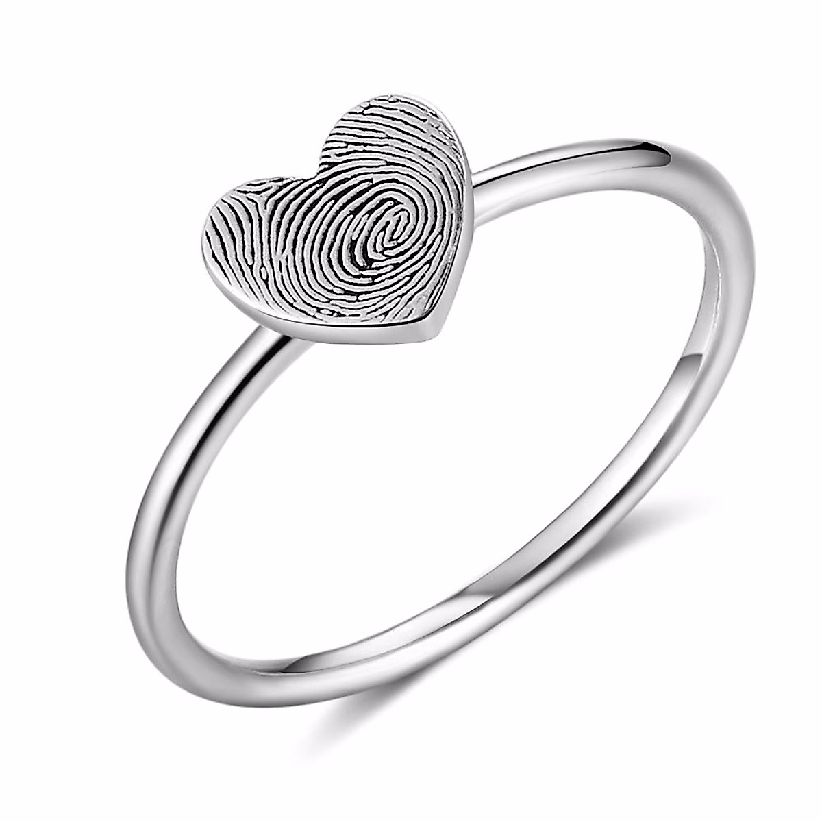 Molywoo Personalized Fingerprint Rings for Women Tiny Dainty Fingerprint Heart Ring Customized Jewelry for Mother Gift (7)
