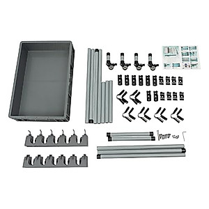 ENTOGINE Cleaning Tool Cart Broom and Mop Holder Cleaning Supplies Organizer Adjustable Grey W/12 Hooks