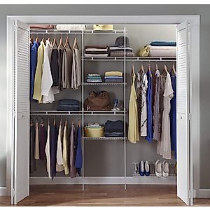 ClosetMaid 1608 Closet Organizer Kit with Shoe Shelf, 5-Foot to 8-Foot, White