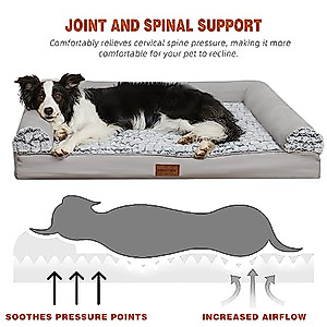 MIAO PAW Comfortable Orthopedic Dog Beds for Medium Large Dogs Egg- Foam Dog Crate Bed Removable Bolsters Washable Cover