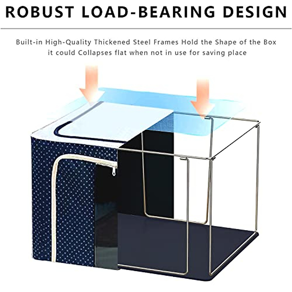 GUO FENG DIAO ® Storage Bins With Lids Steel Frame Storage Box Oxford Cloth Storage Box Quilt Storage Box Folding Wardrobe Fabric Extra Large Storage Bag