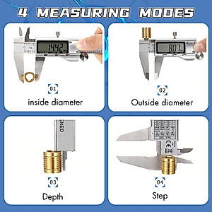 Simhevn Digital Caliper Measuring Tool, Stainless Steel Vernier Caliper Digital Micrometer with Large LCD Screen, Easy Switch from Inch Metric Fraction, 6 Inch/150mm Caliper Tool for DIY/Household
