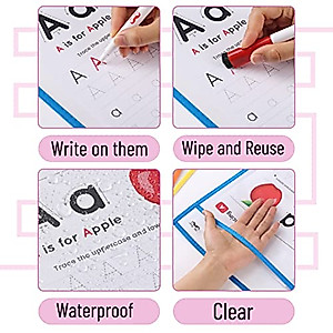 Mr. Pen- Dry Erase Pocket Sleeves, 10 x 14 Inch, 6 Pack, Colorful, Plastic ,Reusable, Clear, Classroom Sleeves