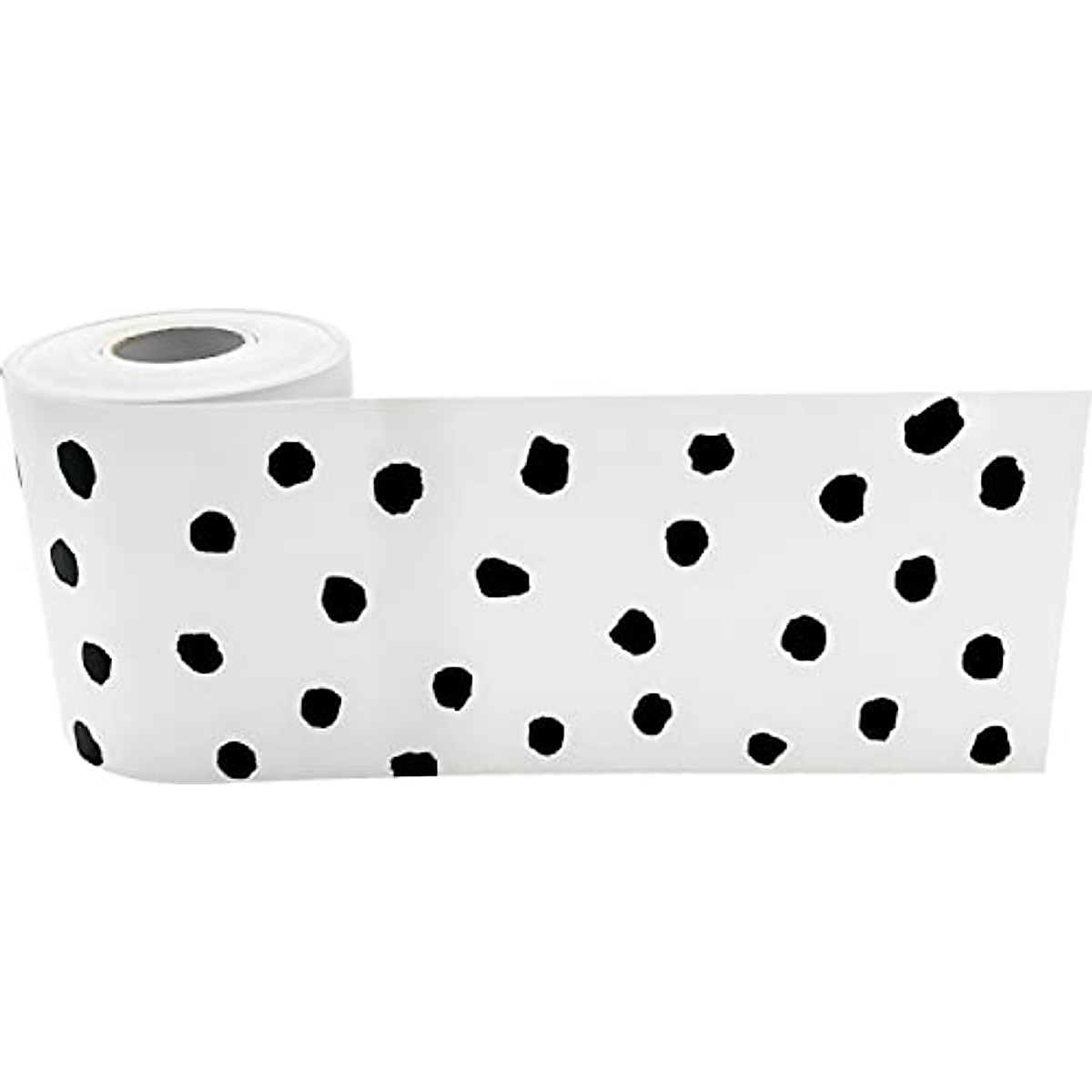 Teacher Created Resources Black Painted Dots on White Straight Rolled Border Trim (TCR8910)