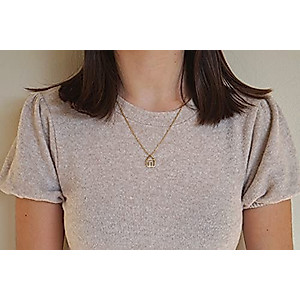 VIROMY Delicate Gold House Pendant Necklace for Women 14K Gold Filled Dainty House Charm Necklace Minimalist Everyday Jewelry for Women