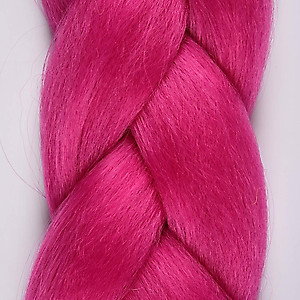 Pink Braiding Hair Extension 3pcs/Lot Crochet Jumbo Braids Hair 100g/pc Hot Pink Braids Hair Synthetic Crochet Twist Braid Hair Extension for Box Braids (24Inch,Rosy)