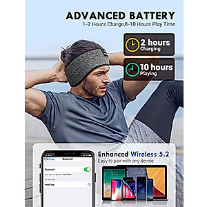 LC-dolida Sleep Headphones Bluetooth Headband, Cozy Band Wireless Sports Headband Headphones with Thin HD Stereo Speakers Perfect for Sleeping, Sport, Yoga, Travel Cool Gadgets for Women Man