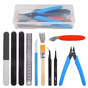 XINGYHENG 15Pcs Modeler Basic Tools Craft Set for Gundam Model Tools Kit with Plastic Box for Model Assemble Car Hobby Model Building Repairing and Fixing DIY Craft kit