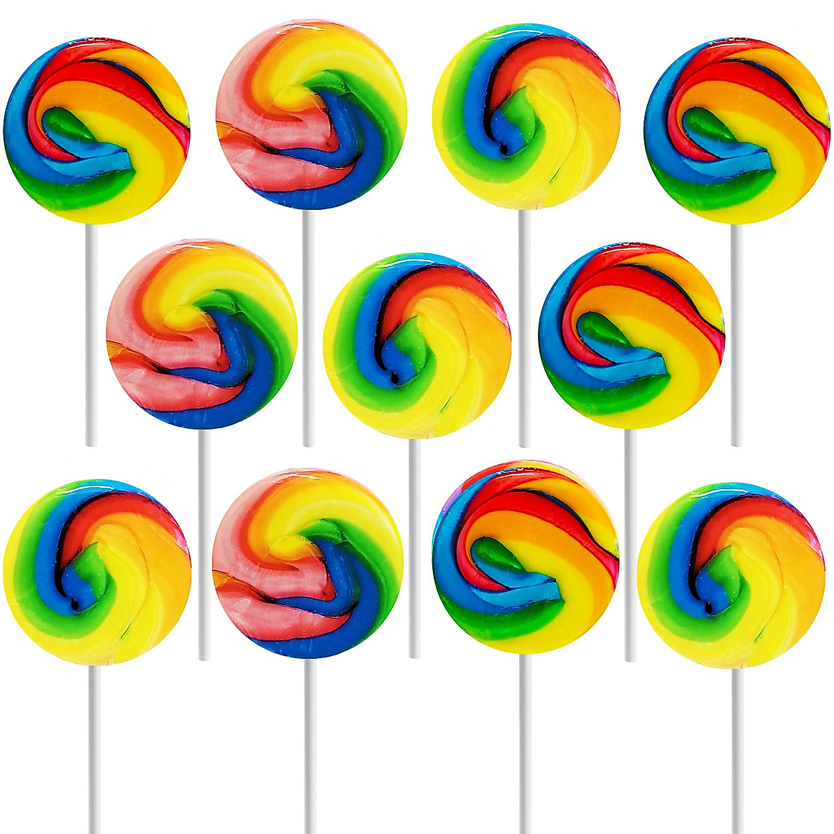 The Dreidel Company Rainbow Swirl Lollipop, Mixed Fruit Flavor, Individually Wrapped, 1.5" Inch Swirl Pop (24-Pack)