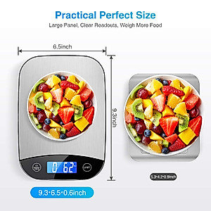 Nicewell Food Scale, 22lb Digital Kitchen Stainless Steel Scale Weight Grams and oz for Cooking Baking, 1g/0.1oz Precise Graduation,Tempered Glass