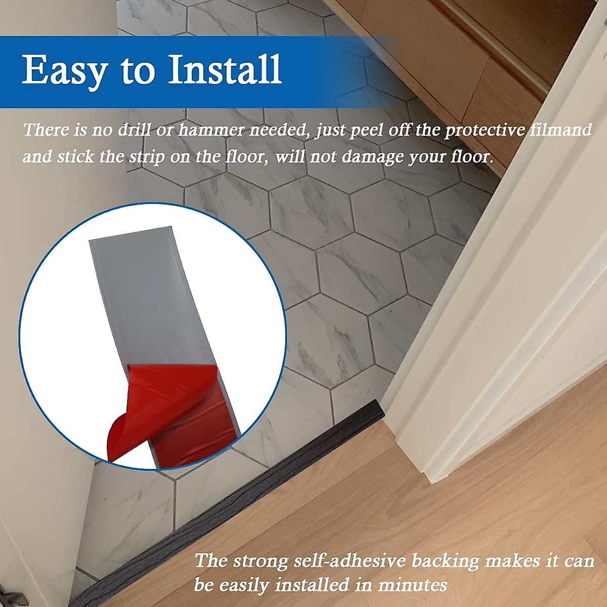 Floor Transition Strip Self Adhesive Floor Cover Strips Flooring Transitions Laminate 2" Wide Vinyl Flat Divider Elegant Wood Grain Design (5cm, 3.3Ft, Dark Gray)