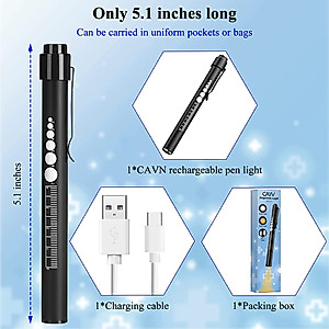 Hlsicnalm Pen Light Rechargeable Pen Light with Pupil Gauge LED Penlights USB Rechargeable Penlight Gifts for Nurses Nursing Student