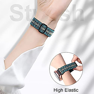 Lerobo Elastic Bands Compatible with Samsung Galaxy Watch 5/4 40mm 44mm,Galaxy Watch 5 Pro Band 45mm/Watch 4 Classic Band 42mm 46mm/Active 2,3Pack 20mm Soft Adjustable Nylon Breathable Sport Band (A1-Boho Green/Green Arrow/Colorful)