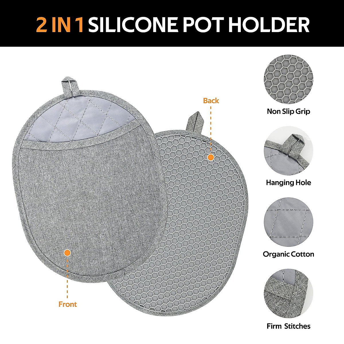 JAOBHAHY Oven Mitts Set, Silicone Oven Mitts and Pot Holders Sets with Hot Pads and Oven Mitts Heat Resistant, 4pcs Bakeware Set for Oven Kitchen Cooking