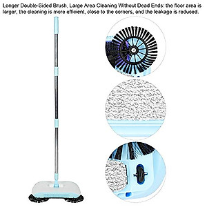 Hand Push Sweeper, Household Hand Sweeping Machine, Non Electric Sweeper Mop Broom Dustpan Floor Cleaning Tools for Cleaning Hair, Fruit Shell, Dust, etc - Angle Changable Freely(Blue)
