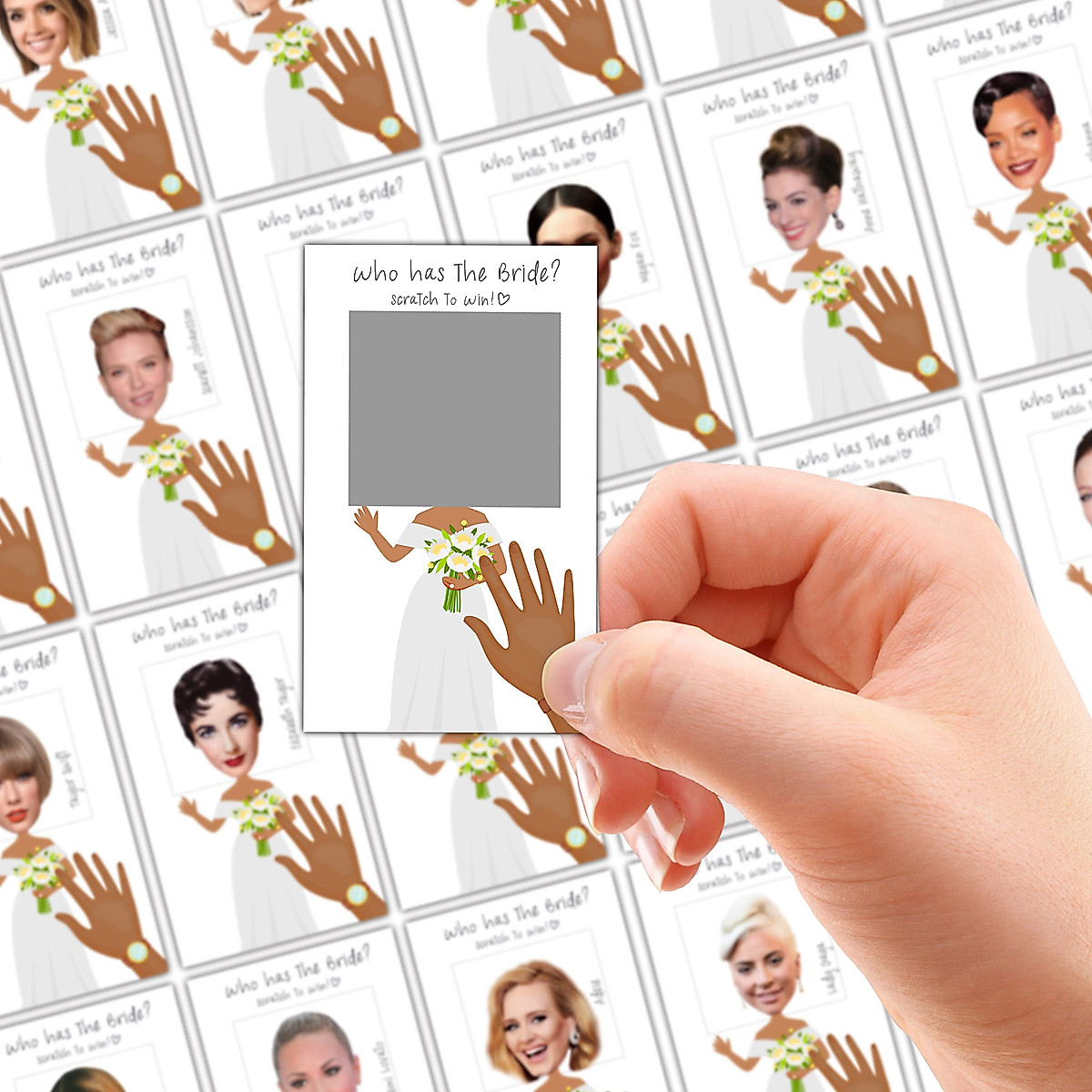 Bridal Shower Games - Who Has The Bride Scratch Off Celebrity Cards - Bachelorette Party Game Favor Decor- Wedding Party/Engagement Party Idea Activity - 36 Mini Size Cards(03)