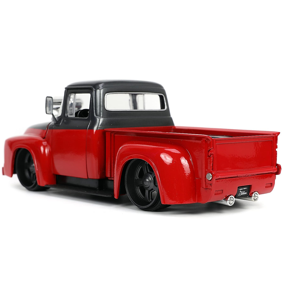 Jada Toys Just Trucks 1:24 1956 Ford F-100 Pickup Truck Red/Dark Gray with Tire Rack