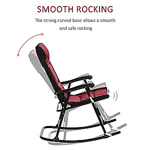 Outsunny 2 Piece Outdoor Rocking Chair Set, Patio Furniture Set with Folding Design, Armrests for Porch, Camping, Balcony, Red