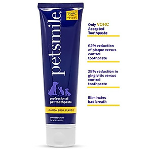Petsmile Professional Pet Toothpaste | Cat & Dog Dental Care | Controls Plaque, Tartar, & Bad Breathe | Only VOHC Accepted Toothpaste | Teeth Cleaning Pet Supplies (London Broil, 4.2 Oz)