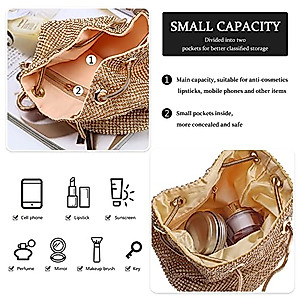 CORIOS Rhinestone Evening Bag for Women Crystal Bucket Purse Sparkly Clutch Glitter Handbag Bling Wedding Shoulder Bag Crossbody Bag Banquet Bag for Wedding Prom Cocktail Party Black