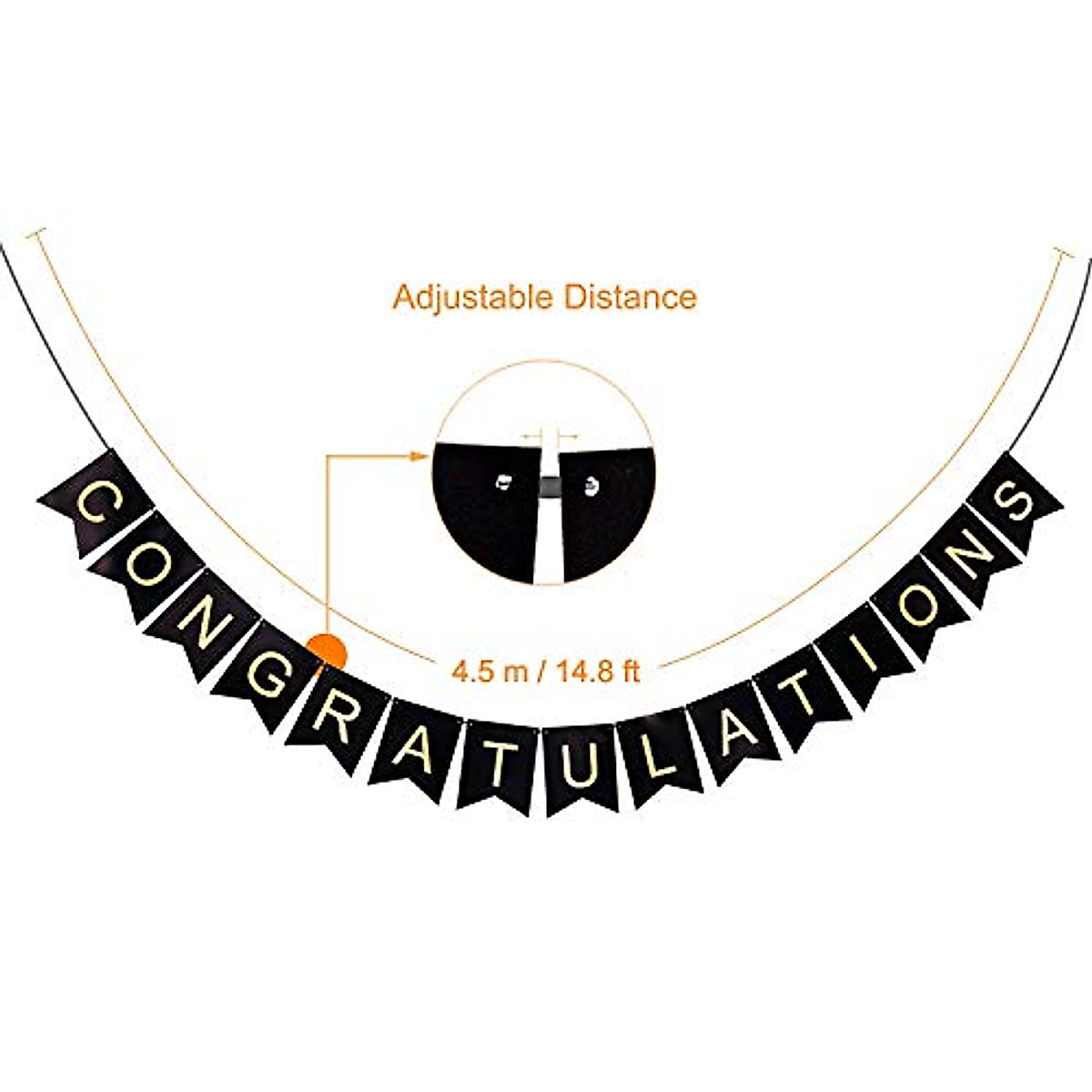 AHAYA Congratulations Congrats Banner, 2022 Graduation Party Decoration Supplies, Retirement or Wedding Anniversary Party Decorations, Shimmering Gold Letters & Black Background, NO Assembly Required
