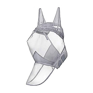 Harrison Howard CareMaster Horse Fly Mask Long Nose with Ears Full Face Moonlight Silver Small Pony