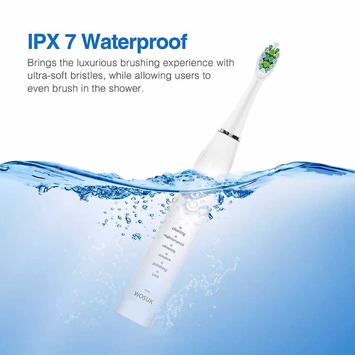 Smartwifi Electric Sonic Toothbrush Rechargeable for Adults and Kids, Travel-Friendly Design Whitening in 6 Optional Modes, USB Fast Charging with 4 Brush Heads