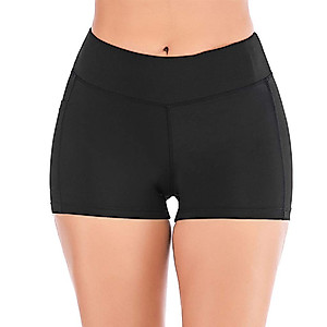 Shakumy Women High Waist Out Pocket Sports Stretch Gym Shorts Tummy Control Workout Running Yoga Athletic Shorts Hot Pants