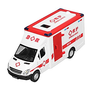 TYTOGE Ambulance Toy Car Alloy High Simulation Friction Powered Wheels Emergency Vehicle Toy with Light and Sound for Kids