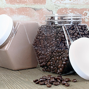 Cornucopia Plastic Hexagon Shaped Jars (4-Pack, 30oz); Value Pack of Containers for Snacks, Gifts and Storage, 2 1/2 Cup Capacity, 5 x 5 x 3 Inches